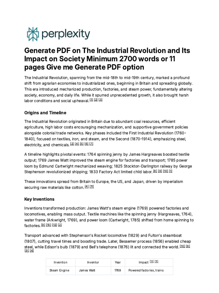 Industrial Revolution: Key Impacts & Innovations | PDF | Industrial ...