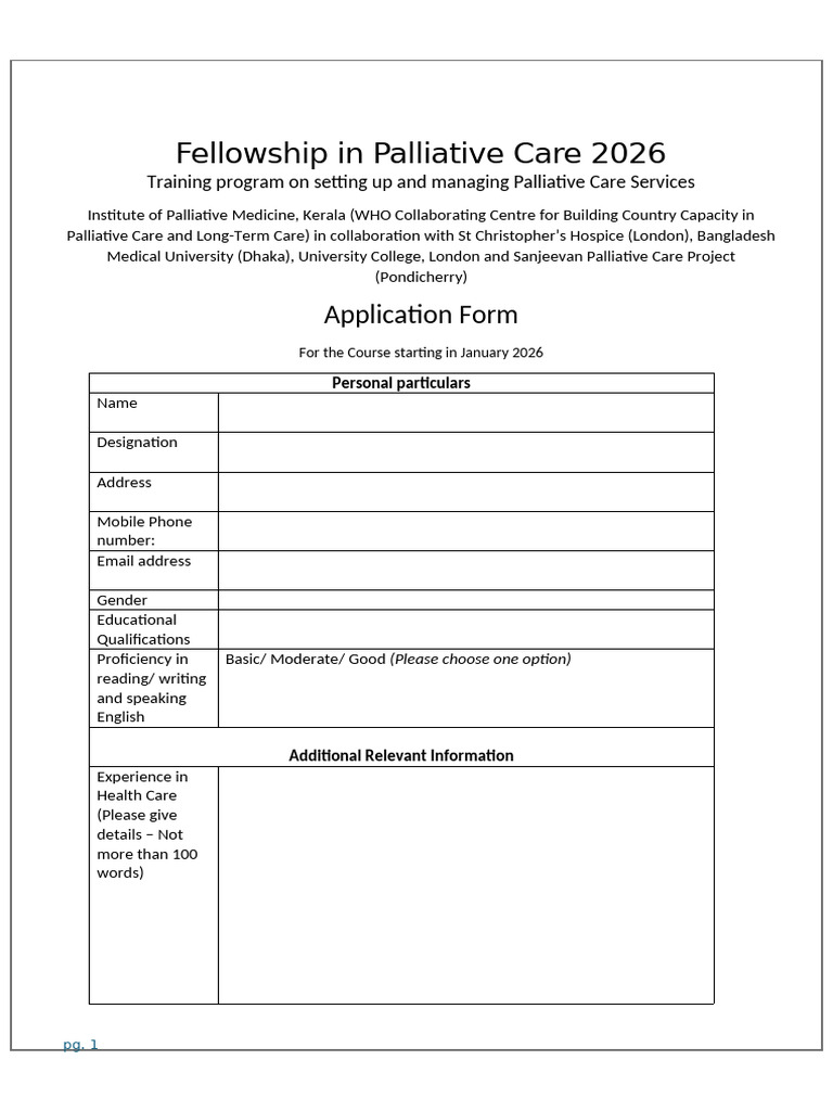 Application Form 2026 Fellowship | PDF
