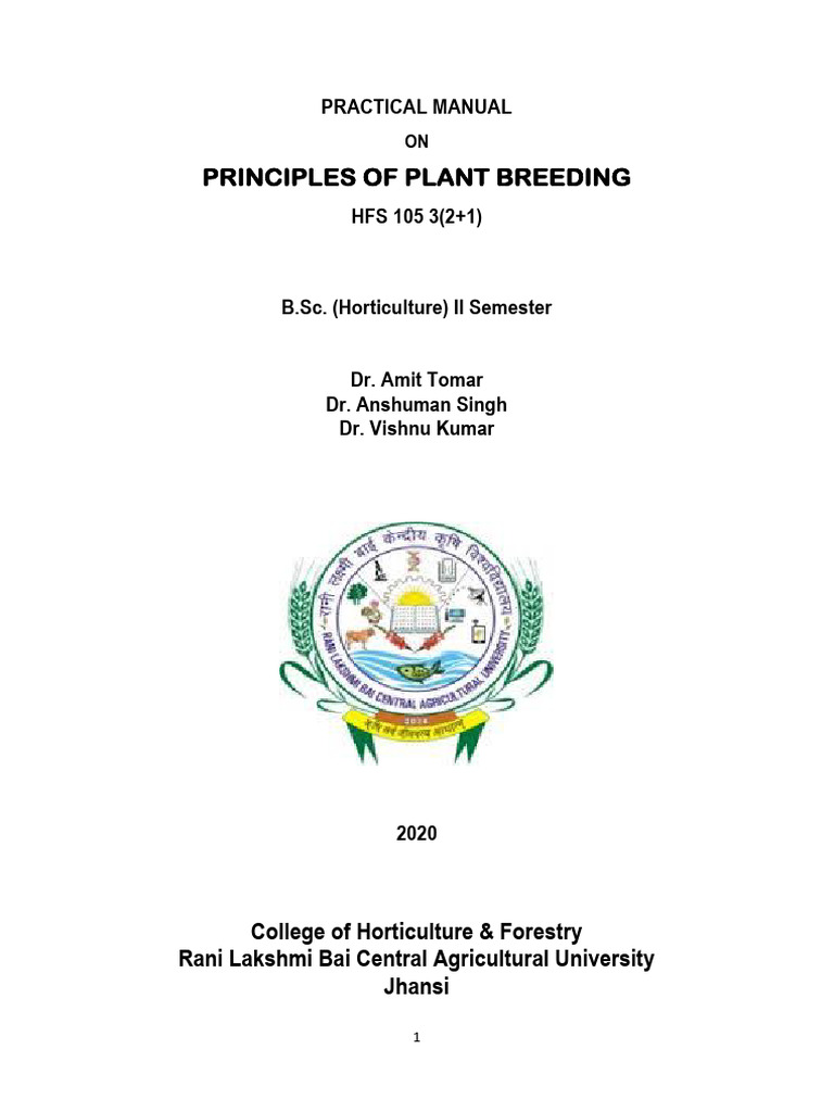 Principles of Plant Breeding Manual | PDF | Biology | Biological ...