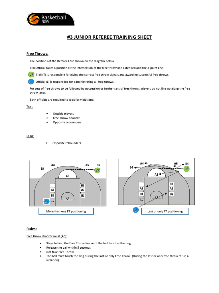 3 Junior Referee Training Sheet Free Throws 2021 | PDF