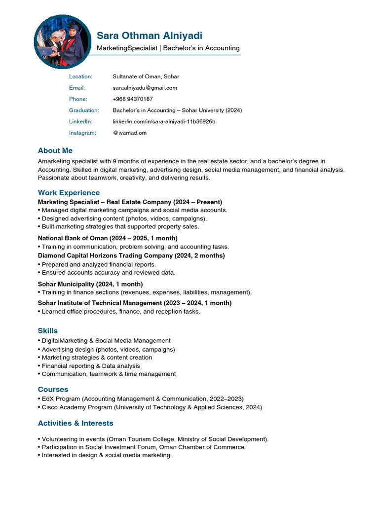Sara Alniyadi CV PDF | PDF