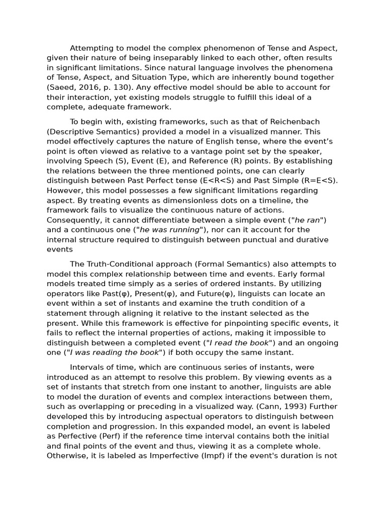 Attempting To Model The Complex Phenomenon of Tense and Aspect | PDF ...