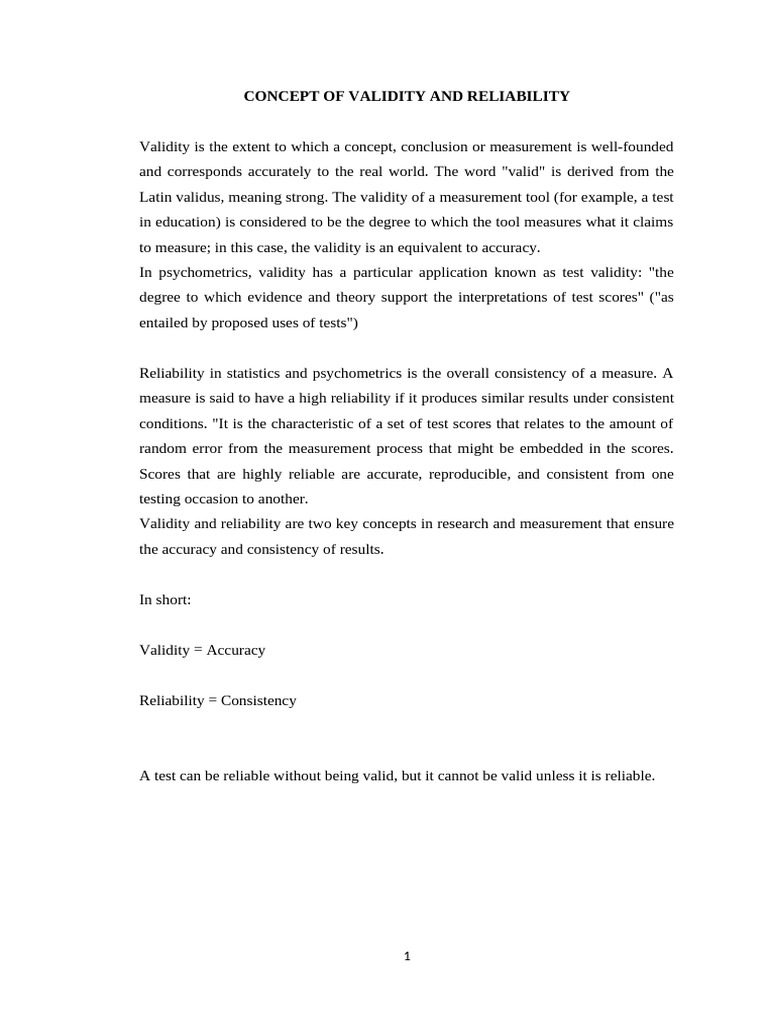 Validity and Reliability in Research | PDF | Validity (Statistics ...