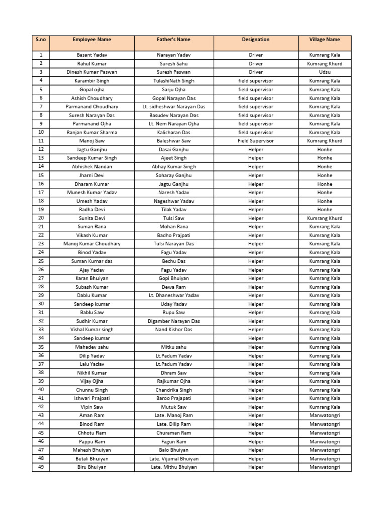 164 Manpower List With Summary - 011845 | PDF