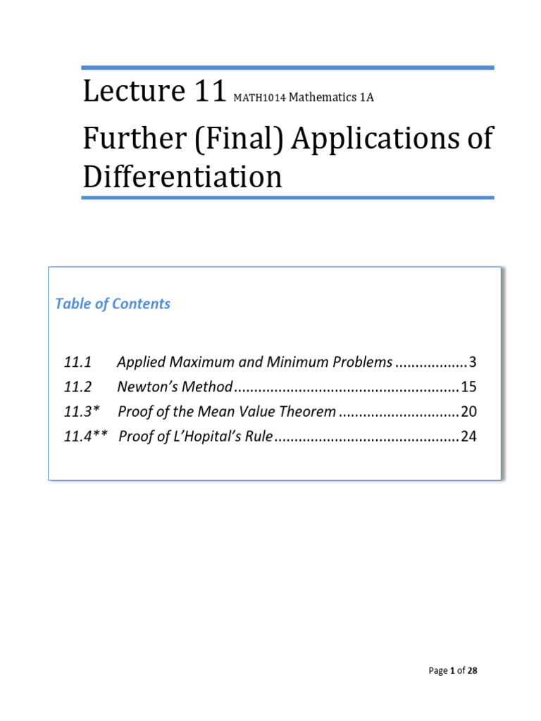 Applications of Differentiation in Optimization | PDF | Function ...