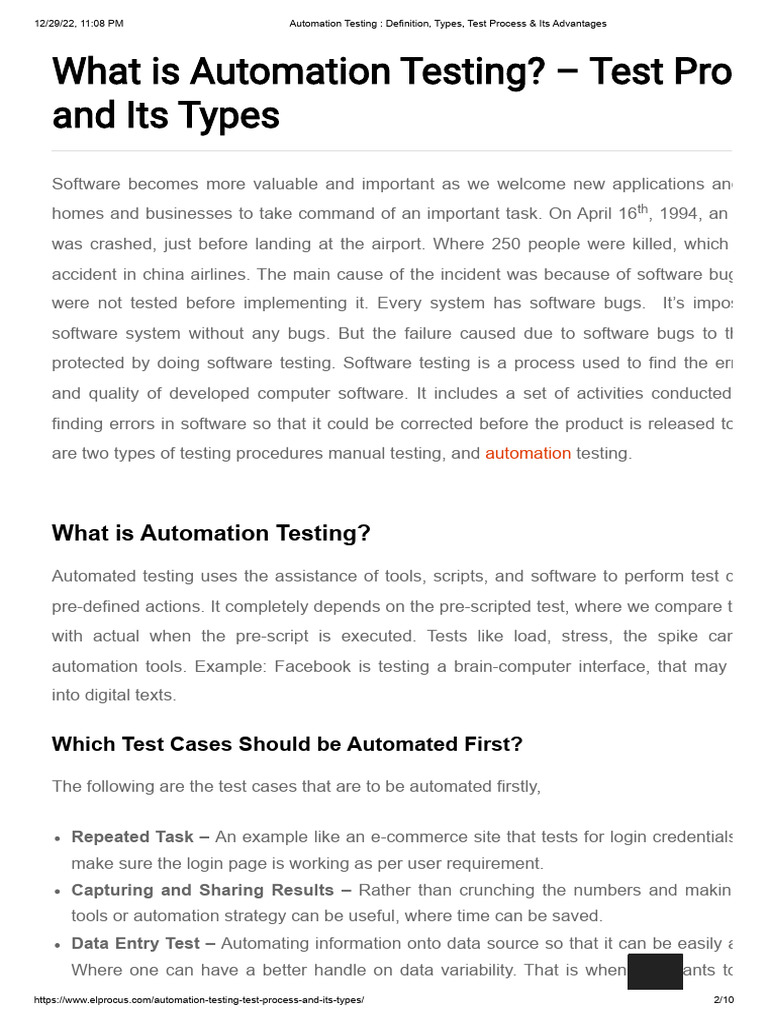 Automation Testing - Definition, Types, Test Process & Its Advantages ...