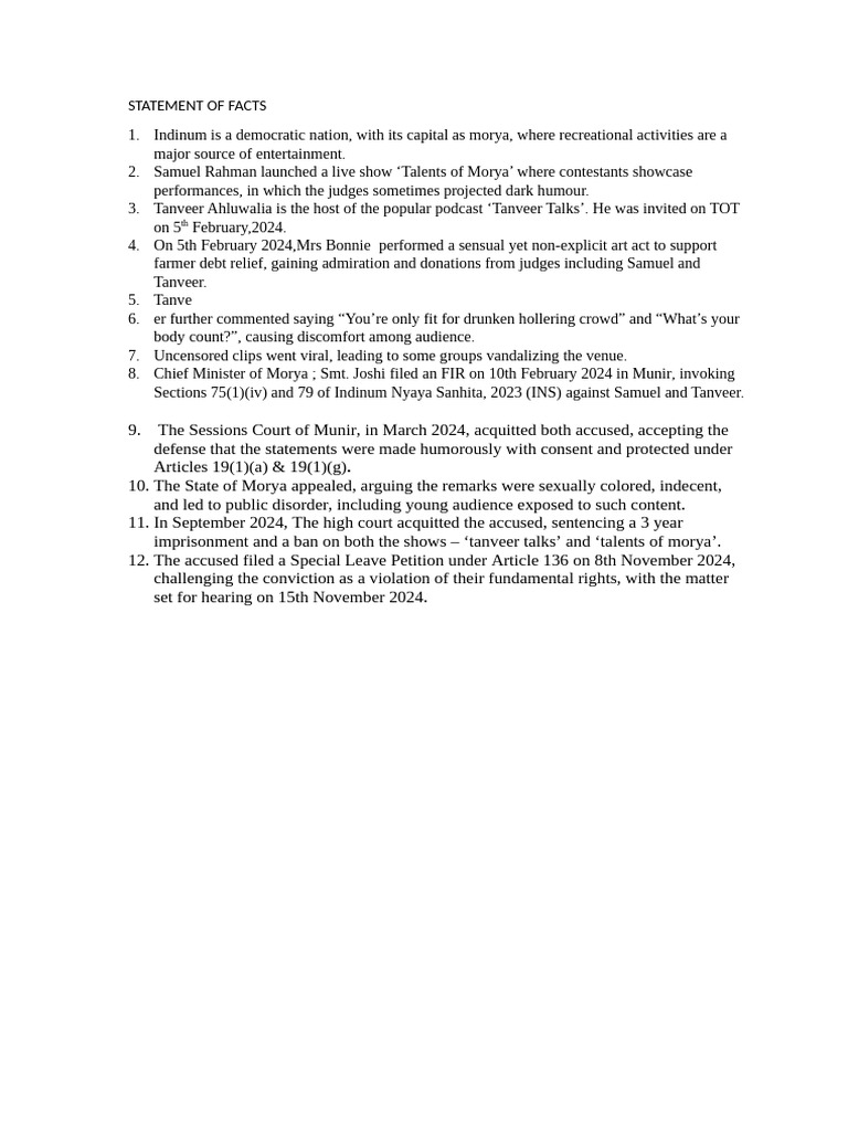 Statement of Facts | PDF