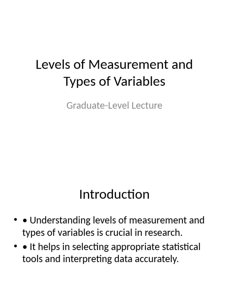 Levels of Measurement and Variable Types | PDF