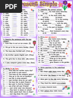 Present Simple Exercises Worksheet | PDF | Rules | Syntax