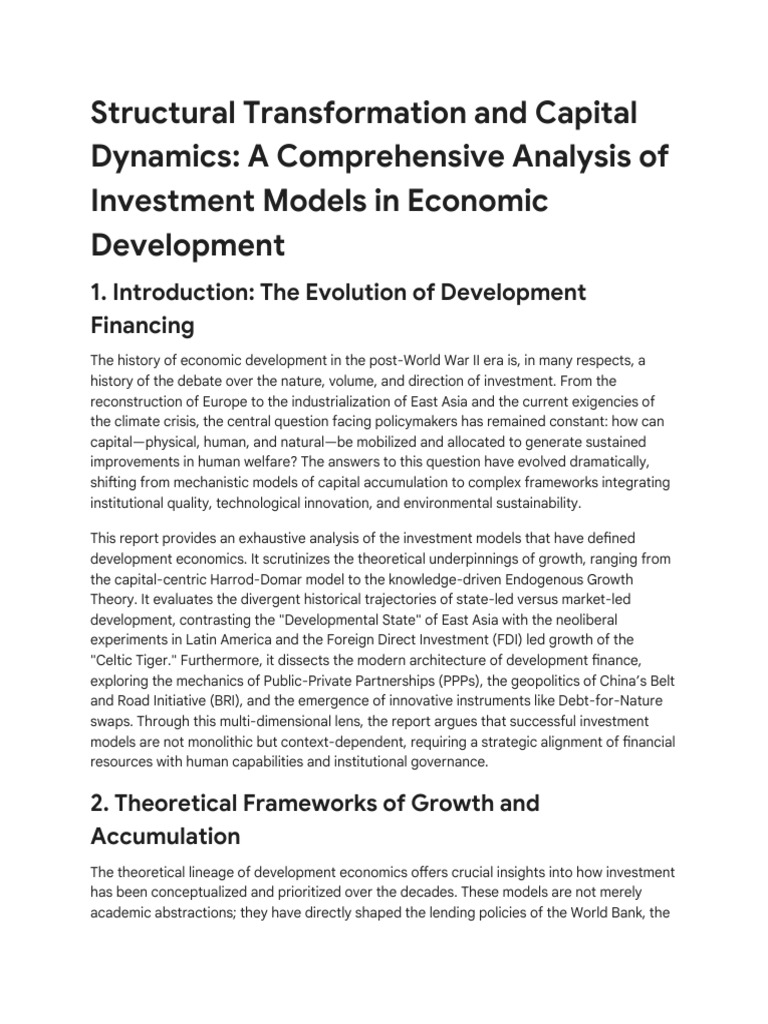 Investment Models in Economic Development | PDF | Economic Growth ...
