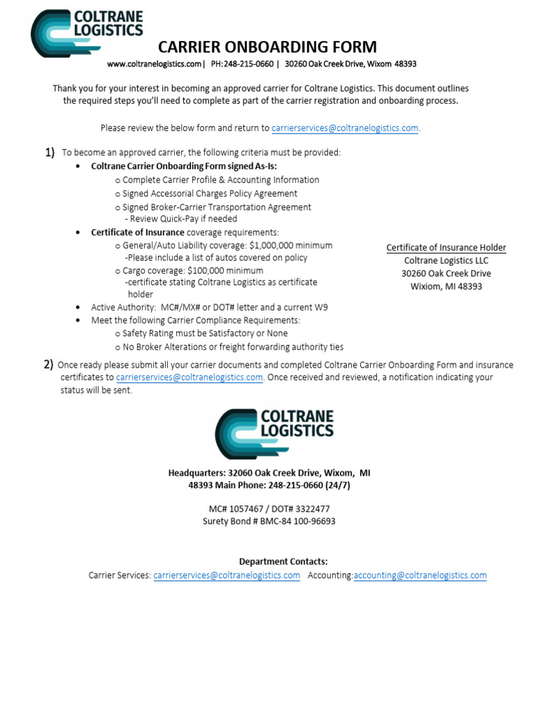 Carrier Packet - Form, Agreement | PDF | Indemnity | Insurance