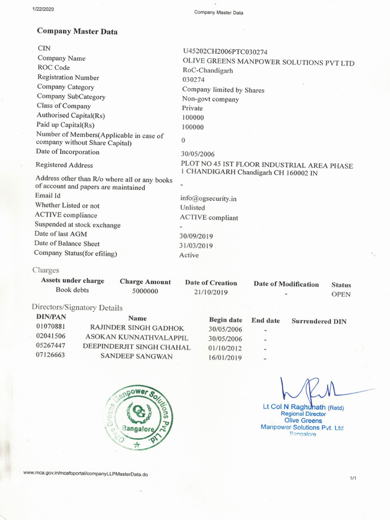 Company Master Data - 000030 | PDF