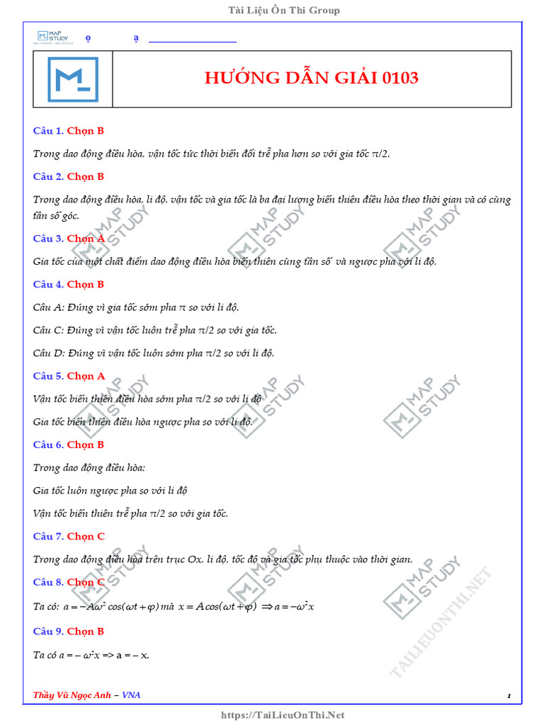 Dap An - Test 0103 1717307827420 | PDF