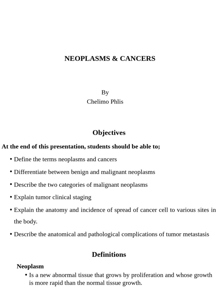 Lect.2 Neoplasms Cancers | PDF | Metastasis | Neoplasms