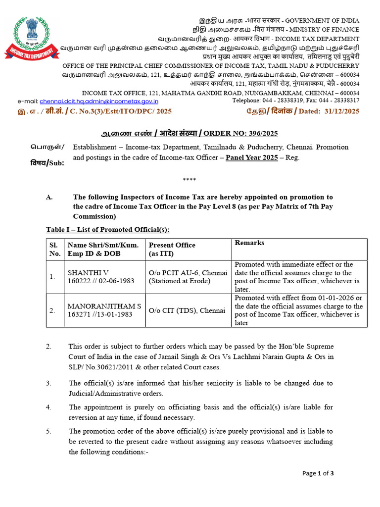 Income Tax Officer Promotions 2025 | PDF | Taxation | Income