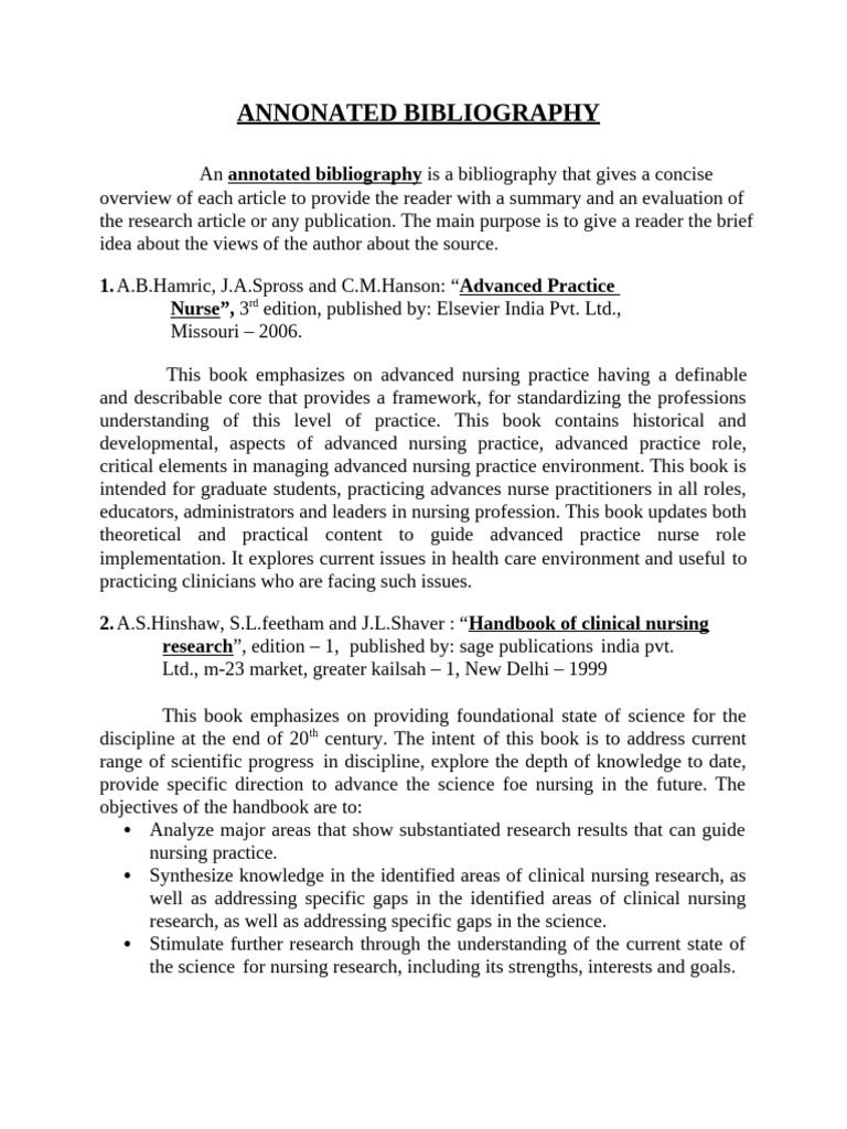 Annotated Bibliography | PDF | Qualitative Research | Nursing
