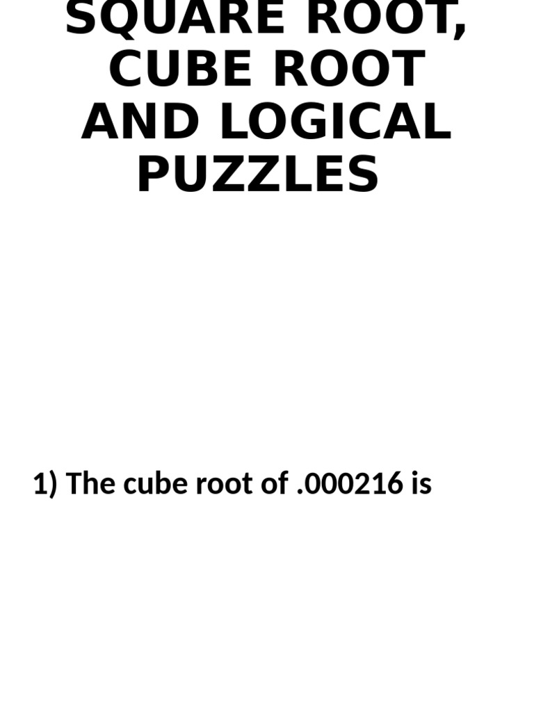 Square Root, Cube Root and Logical Puzzles 2025 | PDF | Zero Of A ...