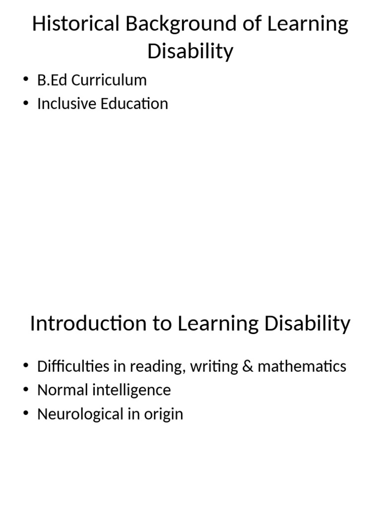 Learning Disability History | PDF