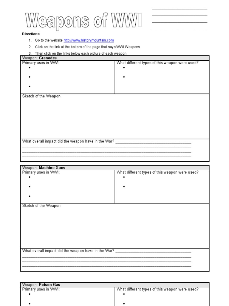 WWI Weapons Webquest | PDF | Tanks | Tracked Military Vehicles