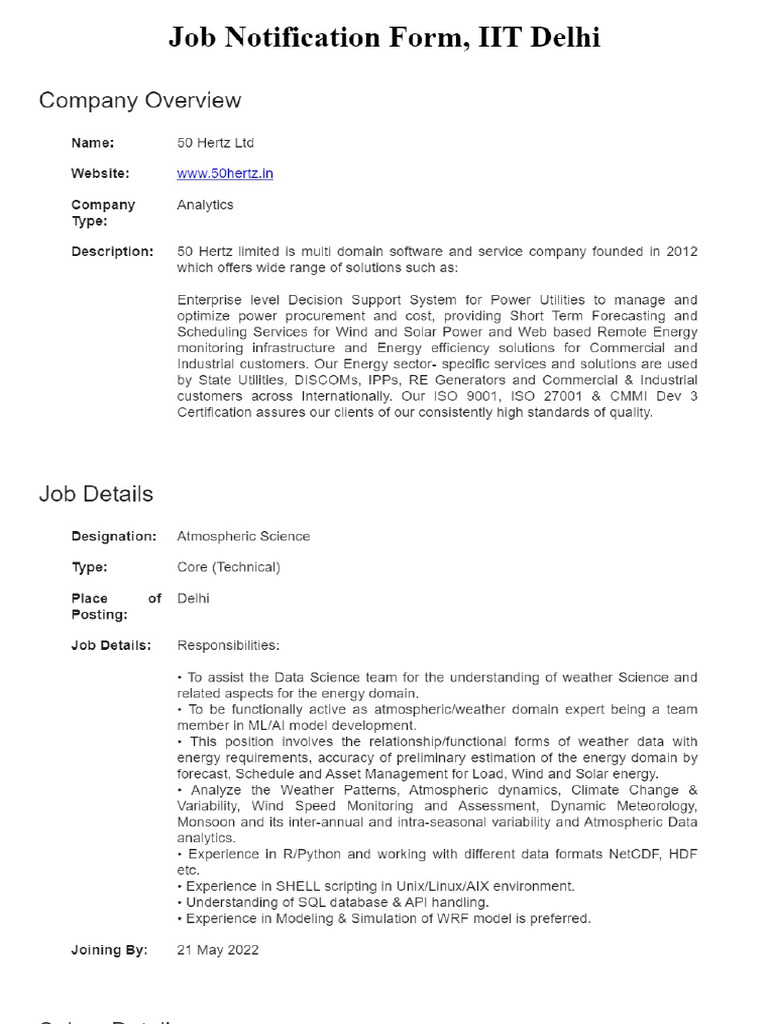 50 Hertz LTD (Atmospheric Science) | PDF