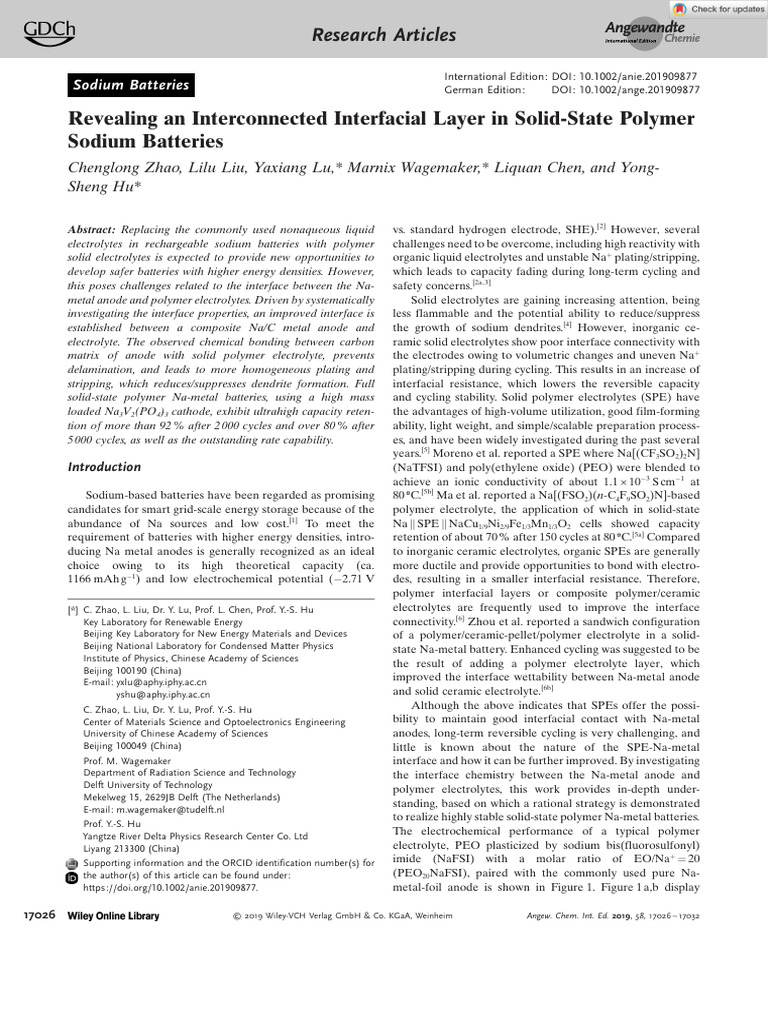 Angew Chem Int Ed - 2019 - Zhao - Revealing An Interconnected ...