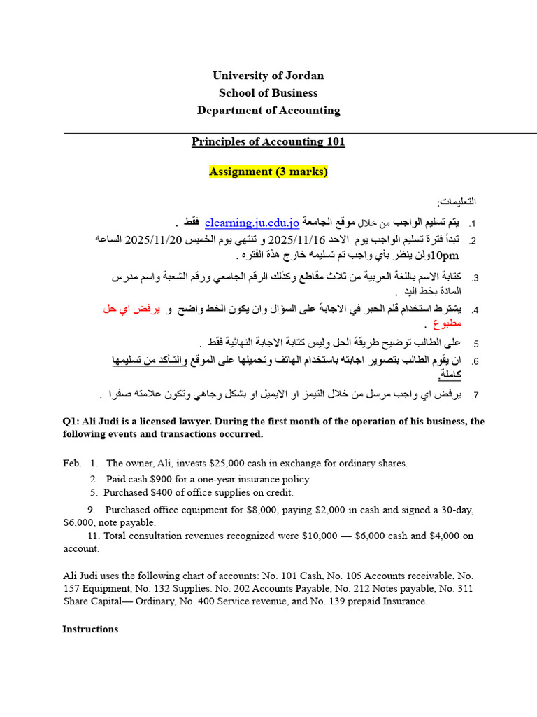 Accounting 101 Homework | PDF