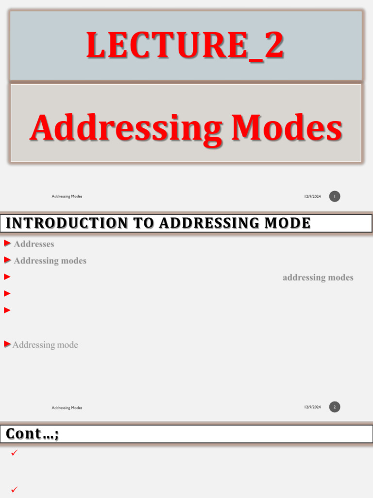 LECTURE - 3 Addressing Modes | PDF | Pointer (Computer Programming ...