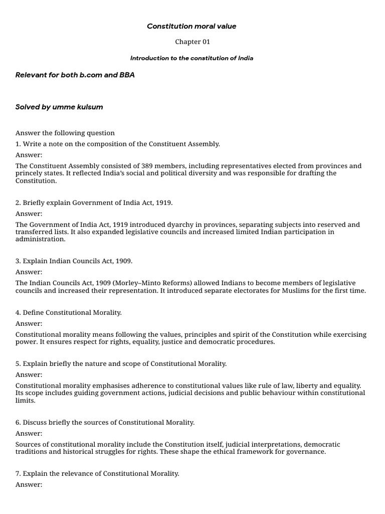 Indian Constitution: Key Concepts & Values | PDF | Democracy ...
