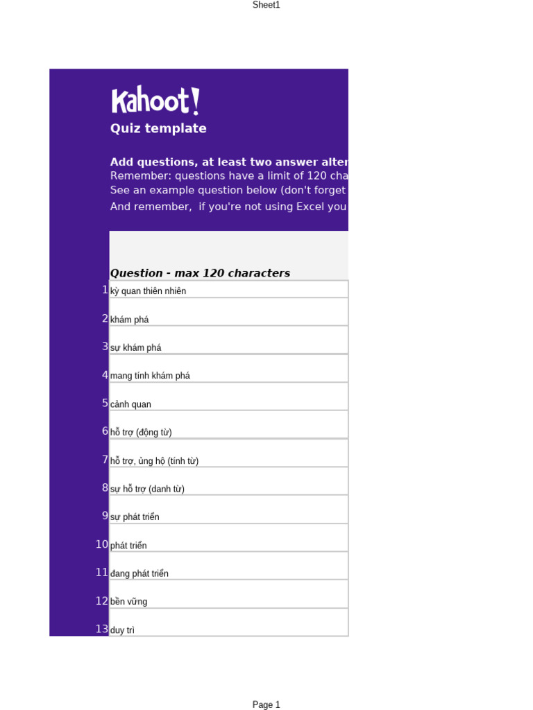 Kahoot Quiz Template | PDF