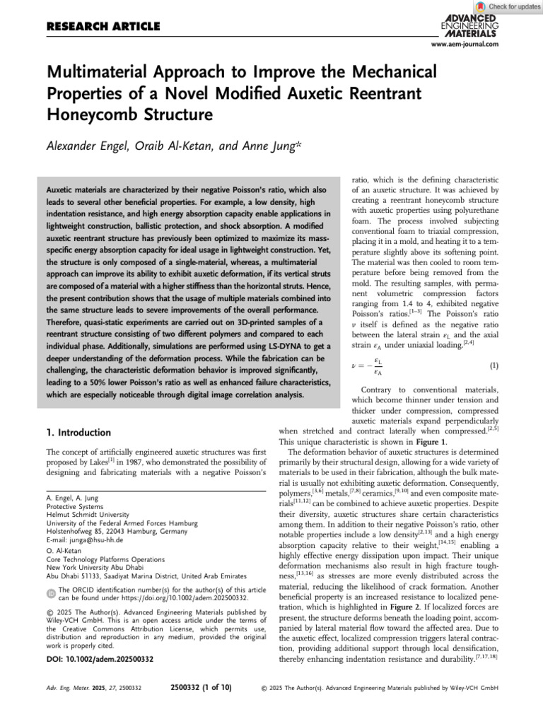 Enhanced Auxetic Honeycomb Structure | PDF | Deformation (Engineering ...
