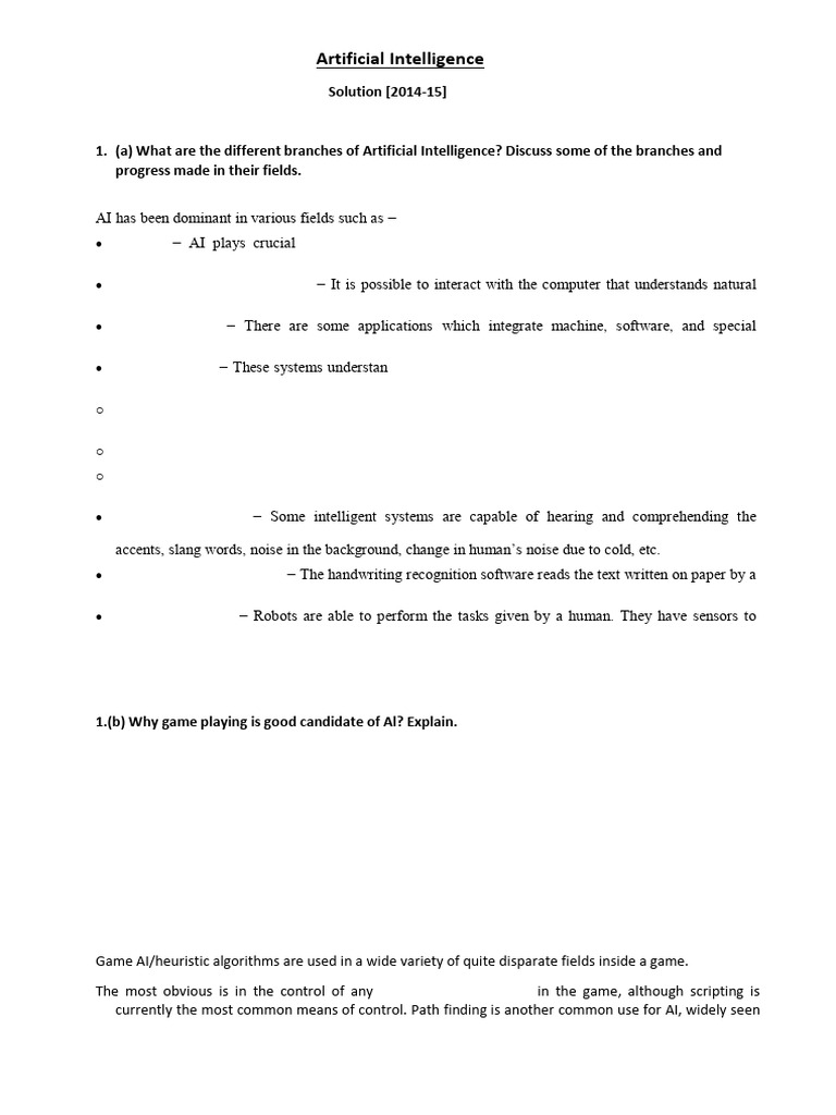 Overview of Artificial Intelligence Branches | PDF | Principal ...