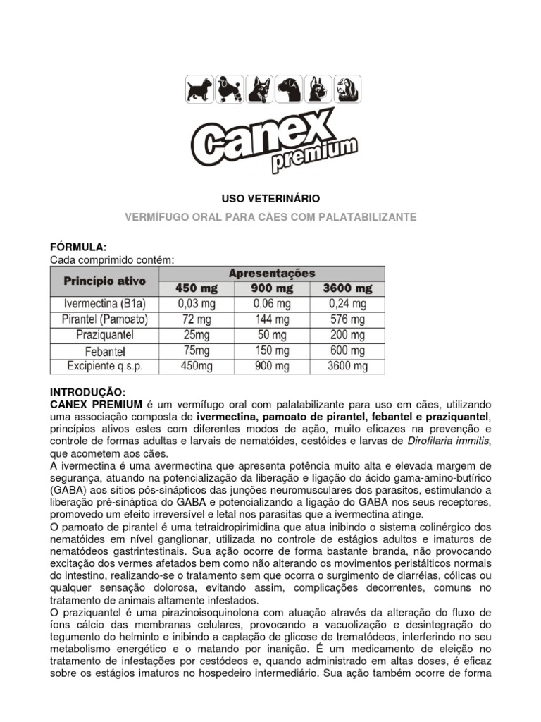 Bula Canex Premium | PDF | Cães | Especialidades médicas