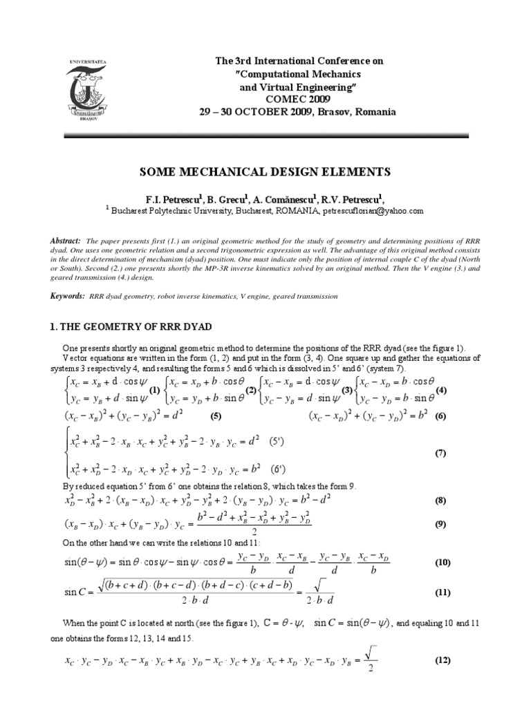 Mechanical Design Elements | PDF | Kinematics | Geometry