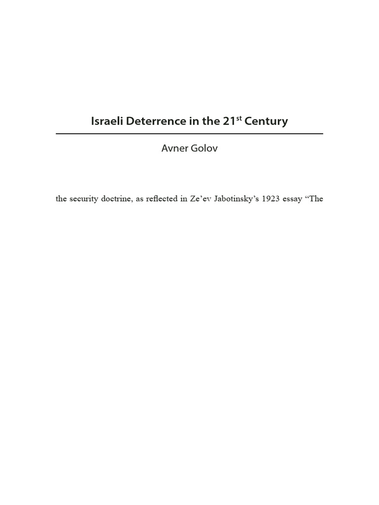 Israeli Deterrence Strategies Today | PDF | Deterrence Theory | Crime ...