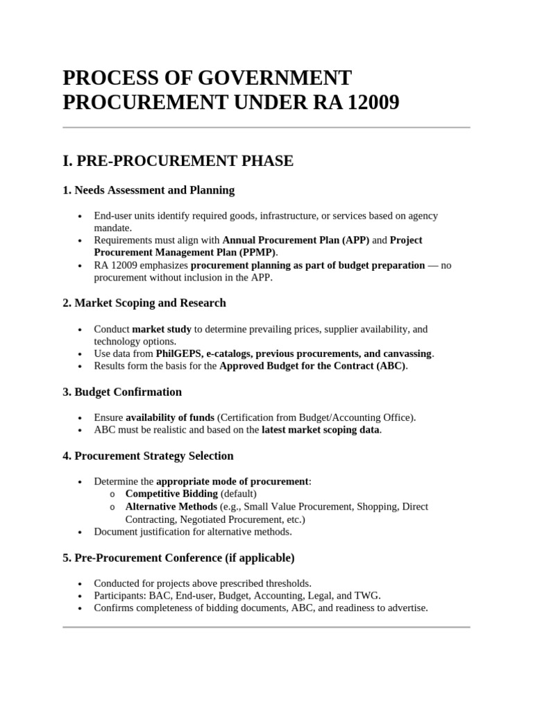 Government Procurement Process RA 12009 | PDF | Procurement | Audit