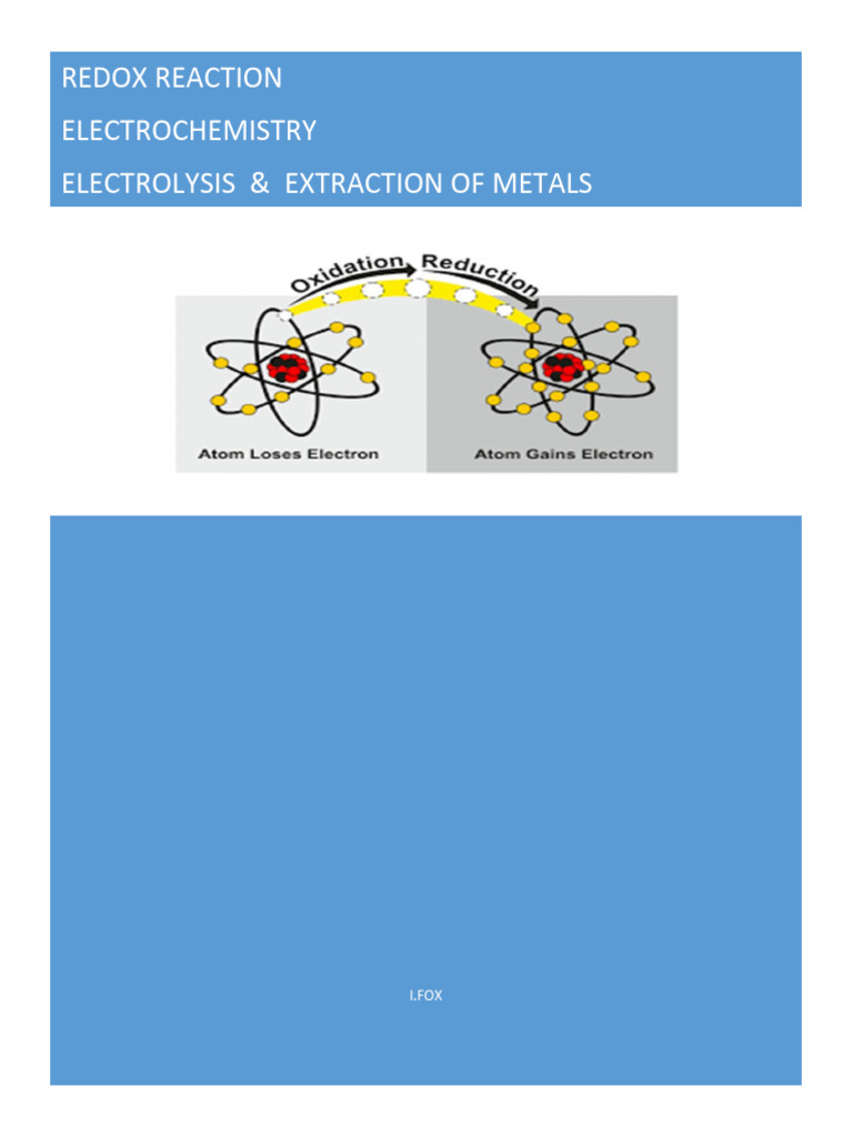 Redox Reactions and Electrochemistry Guide | PDF | Redox | Electrochemistry