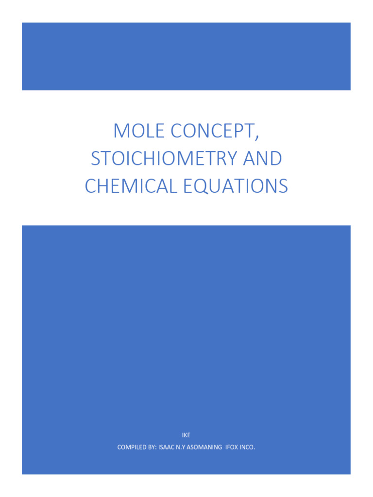 Amount of Substance and The Mole (MOLE CONCEPT) | PDF | Mole (Unit ...