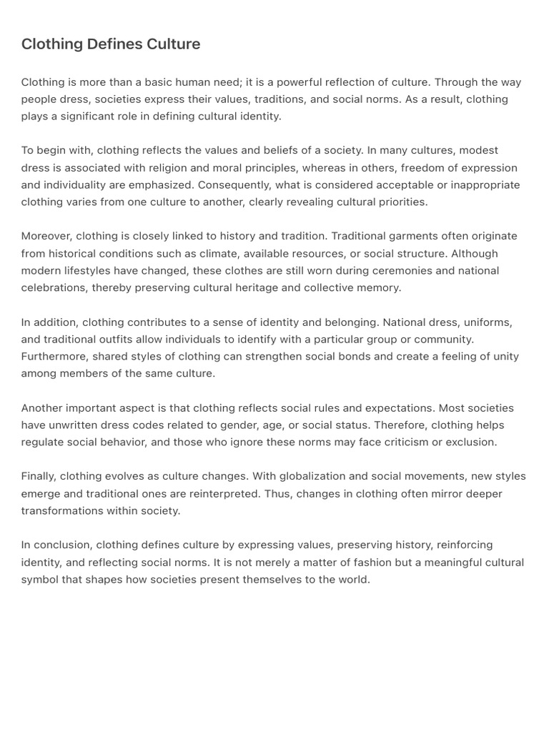 Clothing Defines Culture | PDF