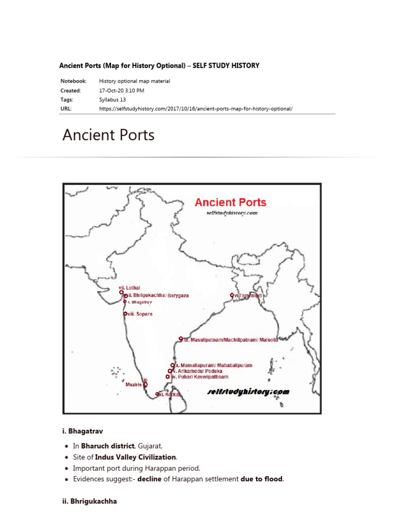 Ancient Ports of India: Historical Overview | PDF