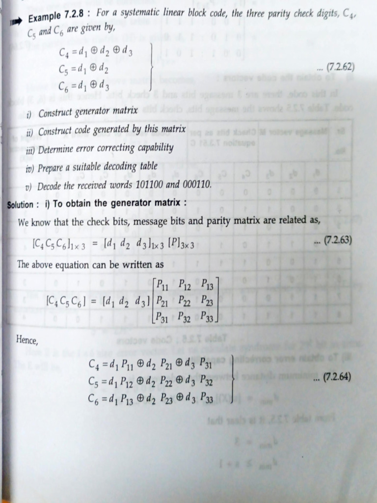 Linear Block Codes: Error Correction Guide | PDF | Matrix (Mathematics ...
