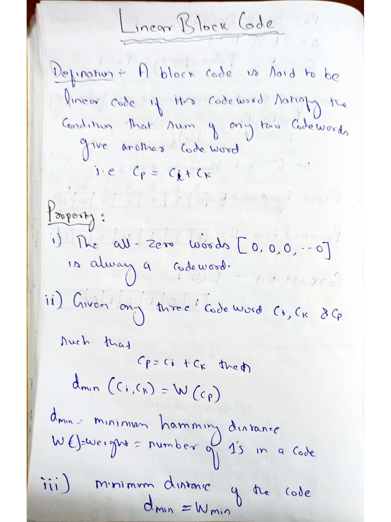 Linear Block Code Complete Unit | PDF