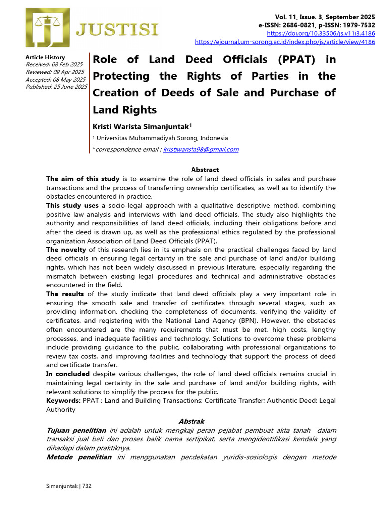 Jurnal 5 - Role of Land Deed Officials in Protecting Rights in Sale ...