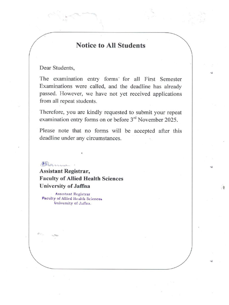 Notice To All The Students | PDF