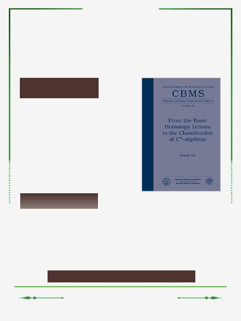 From The Basic Homotopy Lemma To The Classification of C Algebras 1st ...
