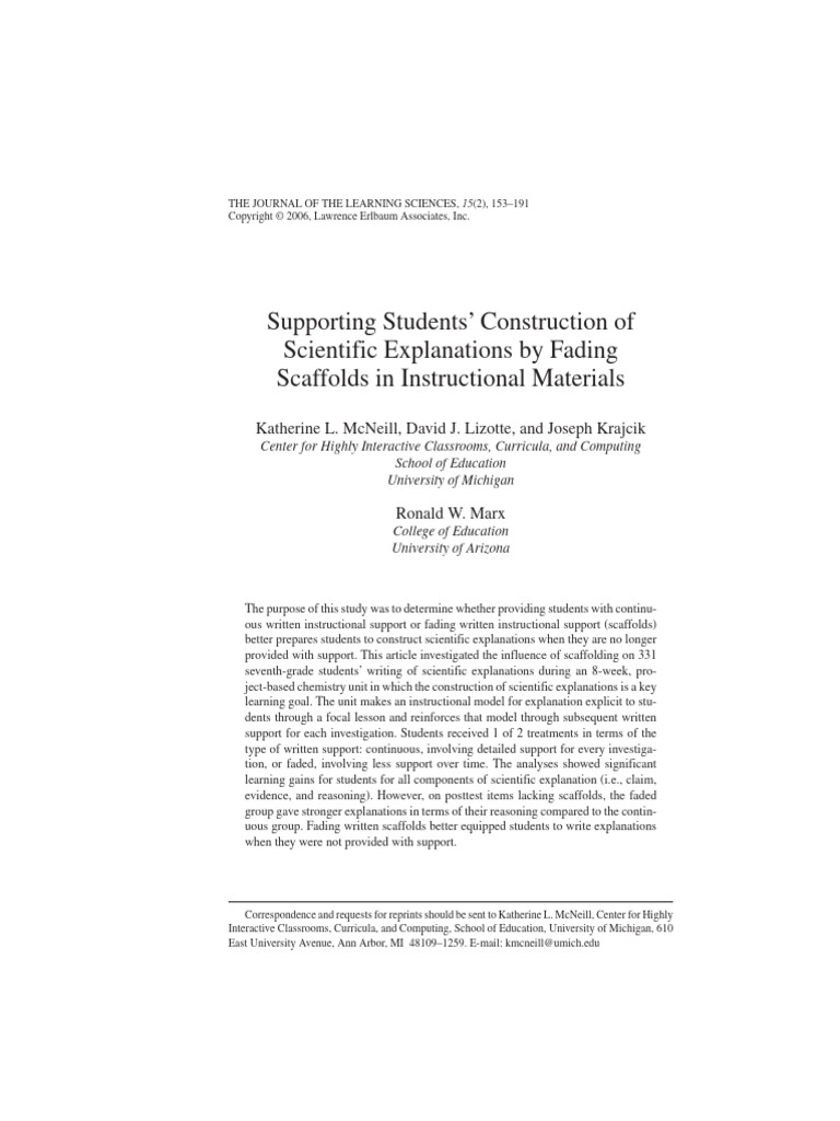 Katherine L. McNeill - Supporting Students' Construction of Scientific ...
