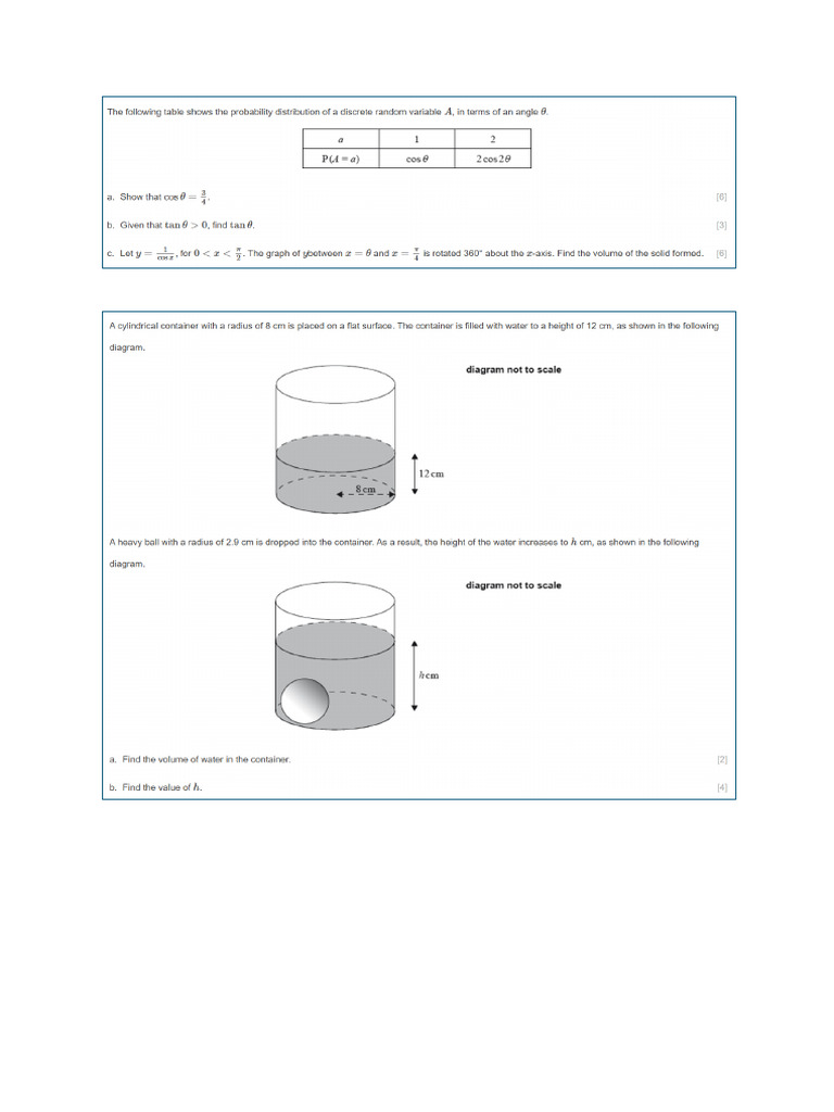 IB Math Geo Trig Exam Style Paper 1 Questions | PDF