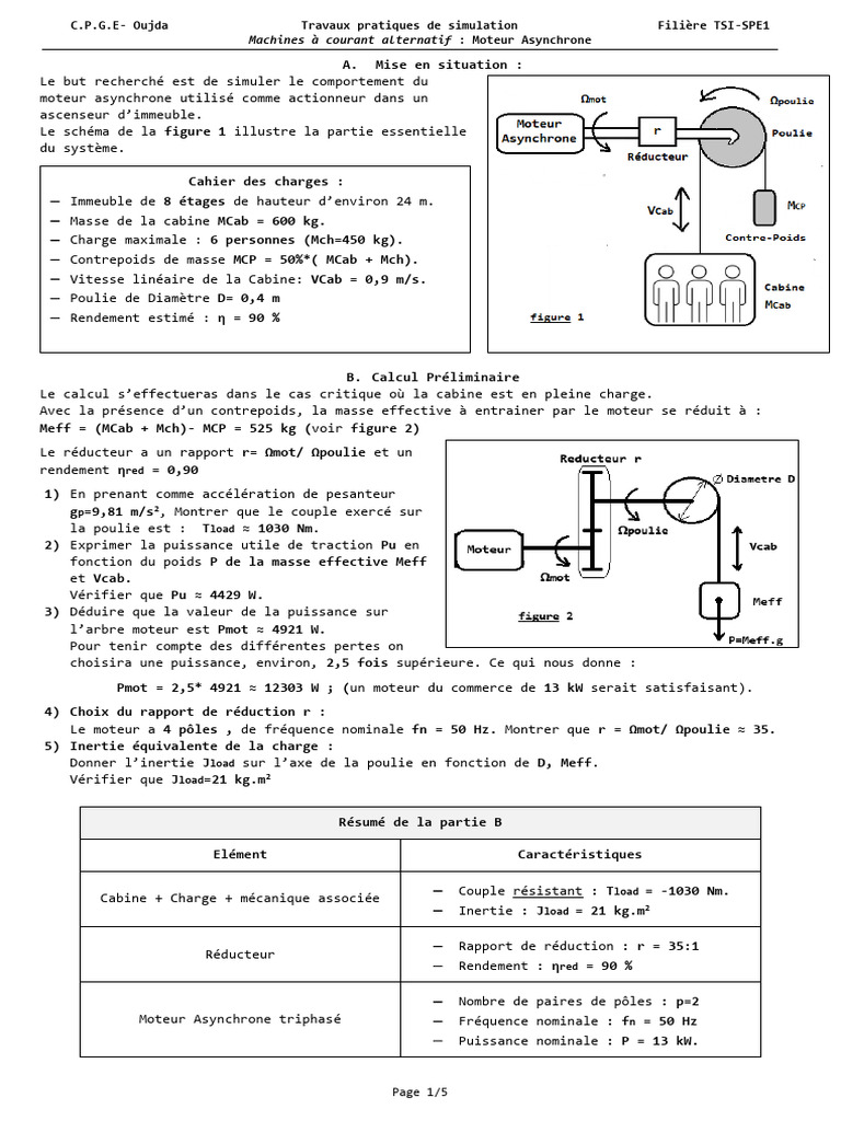 Simulation moteur asynchrone ascenseur | PDF | Puissance (physique ...