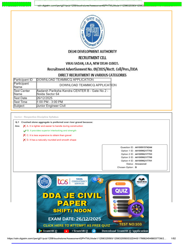 Dda Je 26 - 12 - 2025 Civil Noon Paper @teammcq | PDF | Deformation ...