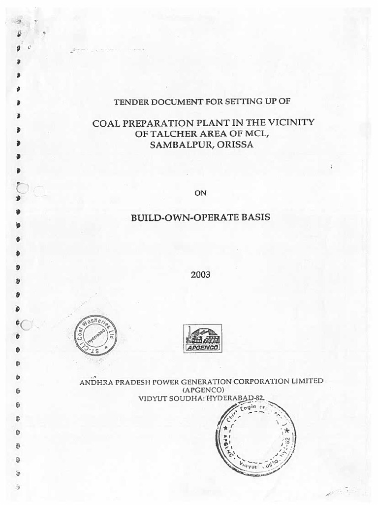 APGENCO Tender Document For Setting Up of CPP at MCL On BOO Basis ...