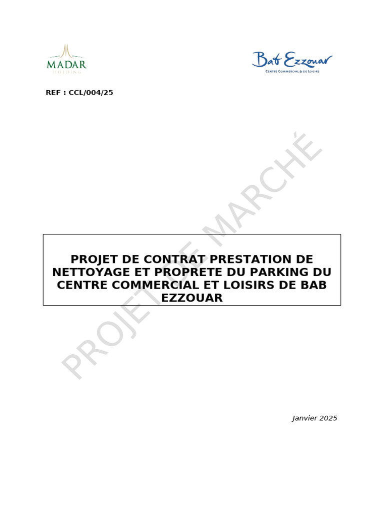 Nettoyage Parking Centre Commercial Bab Ezzouar | PDF | Facture | Taxe ...